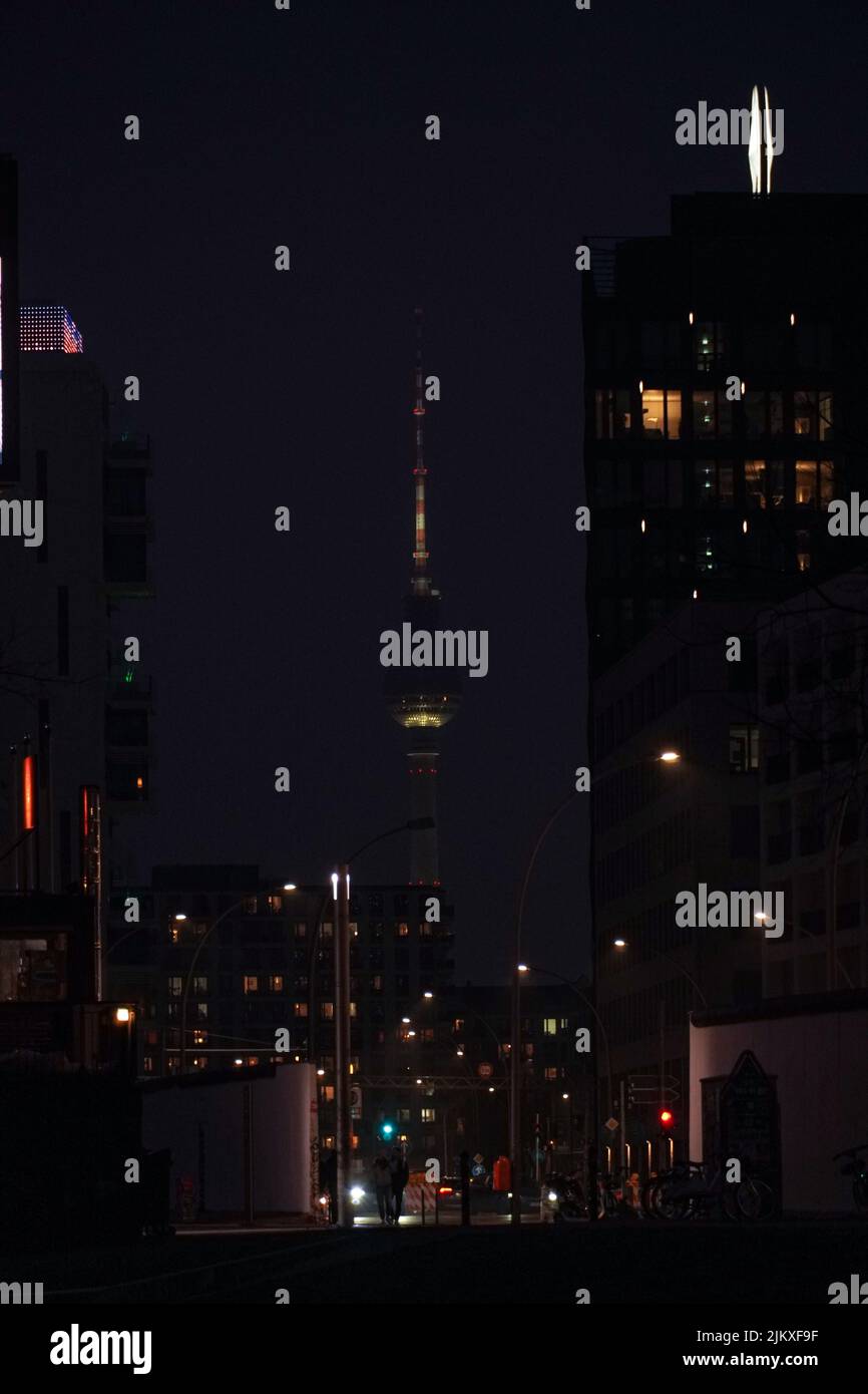 The famous Television Tower in Berlin at night Stock Photo - Alamy