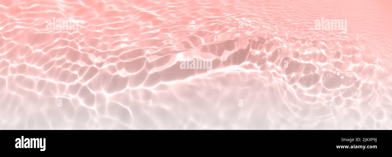 Surface of toned in pastel pink gradient swimming pool water with light ...