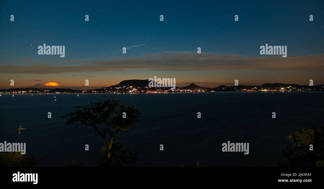 Scenic panorama of Lake Balaton, Hungary long after sunset Stock Photo ...