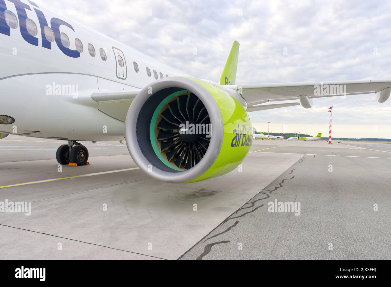 aircraft turbine engine. the plane is in the terminal Stock Photo - Alamy