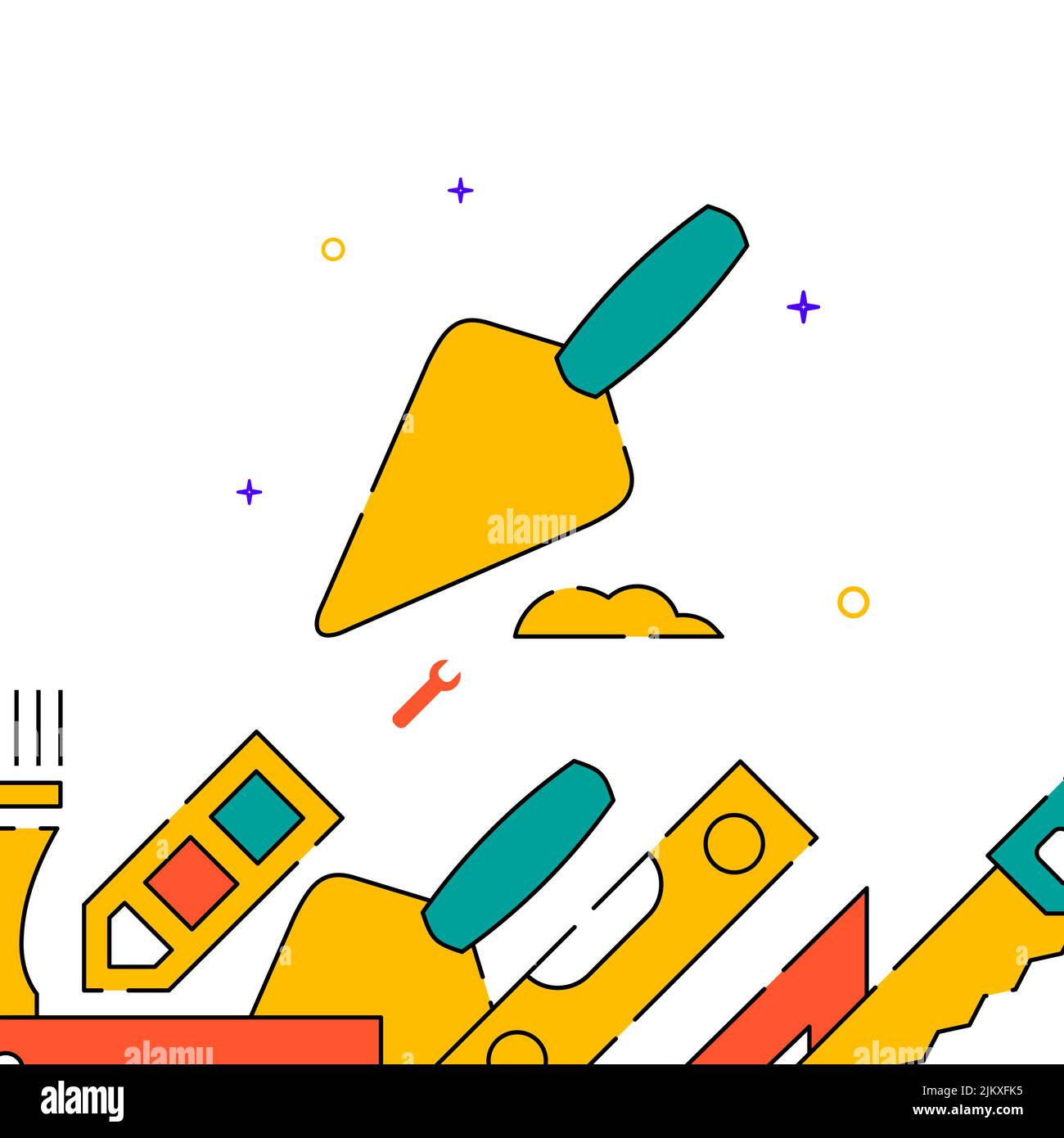 Masons trowel work tool filled line vector icon, simple illustration ...