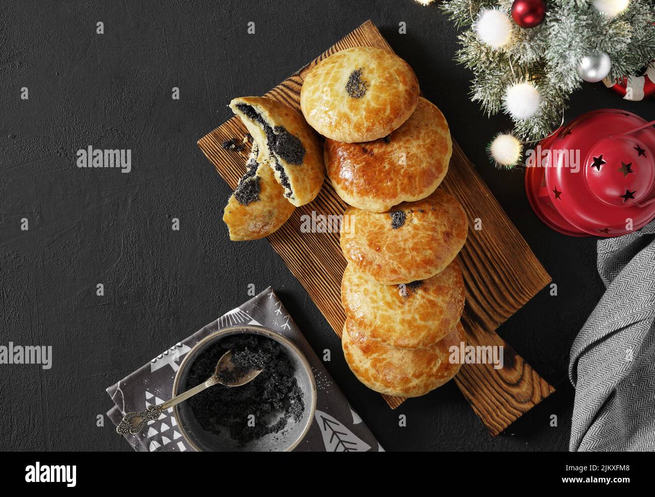 Traditional Christmas Austrian pies Mohnzelten with poppy seeds filling ...
