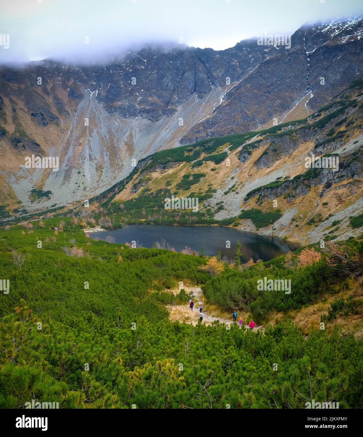 A beautiful shot of the valley of five ponds in the Tatra mountains in ...