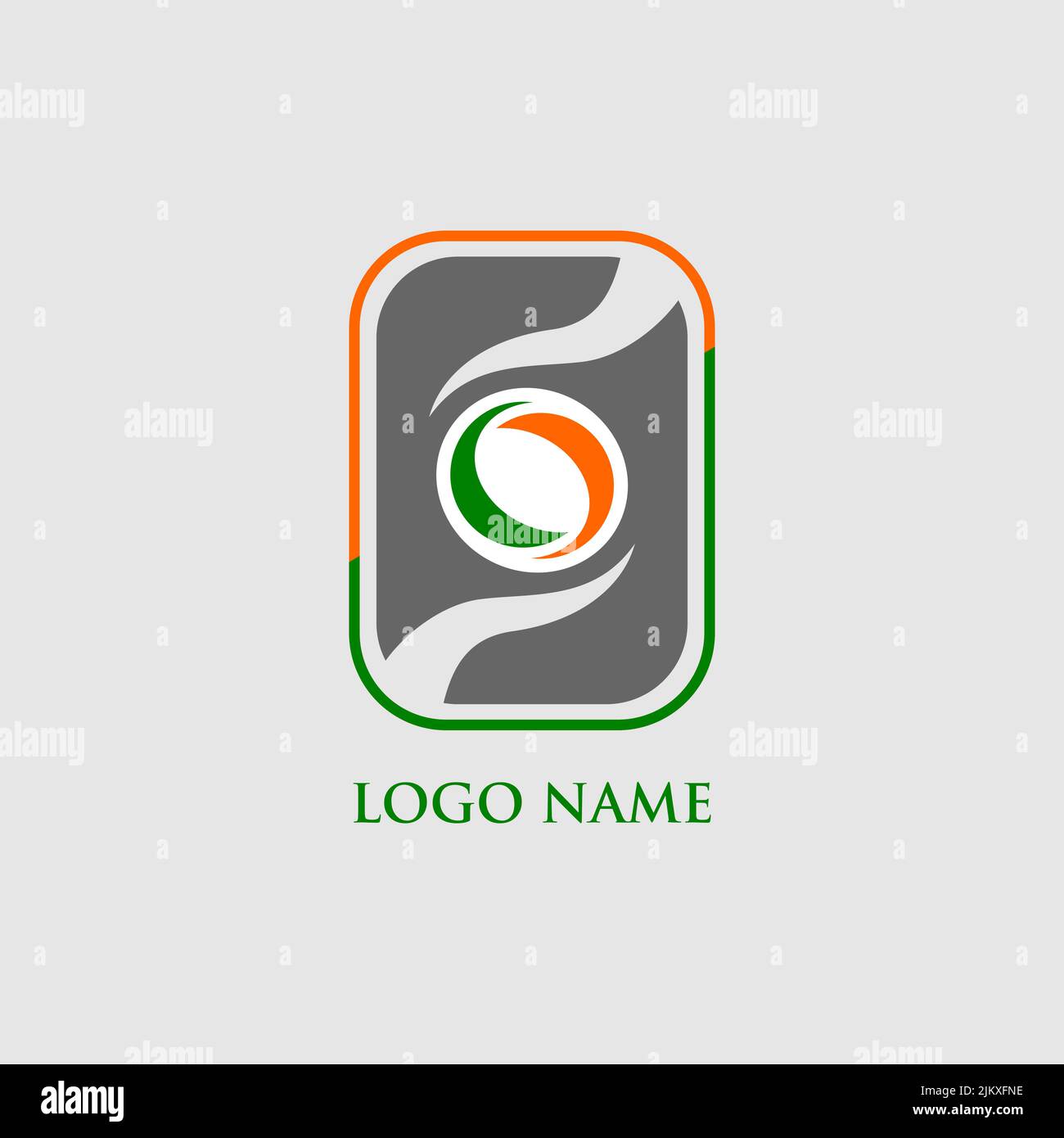 A creative rectangle logo with curvy lines and a circle in the center ...
