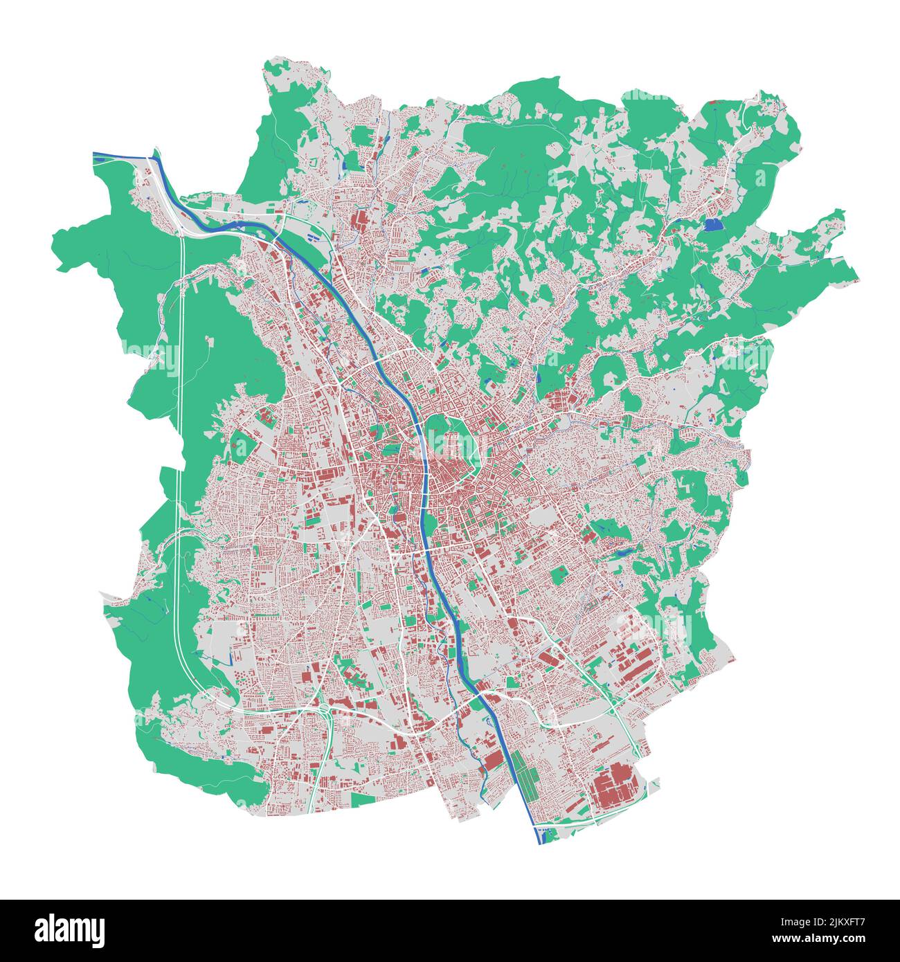 Graz vector map. Detailed map of Graz city administrative area ...