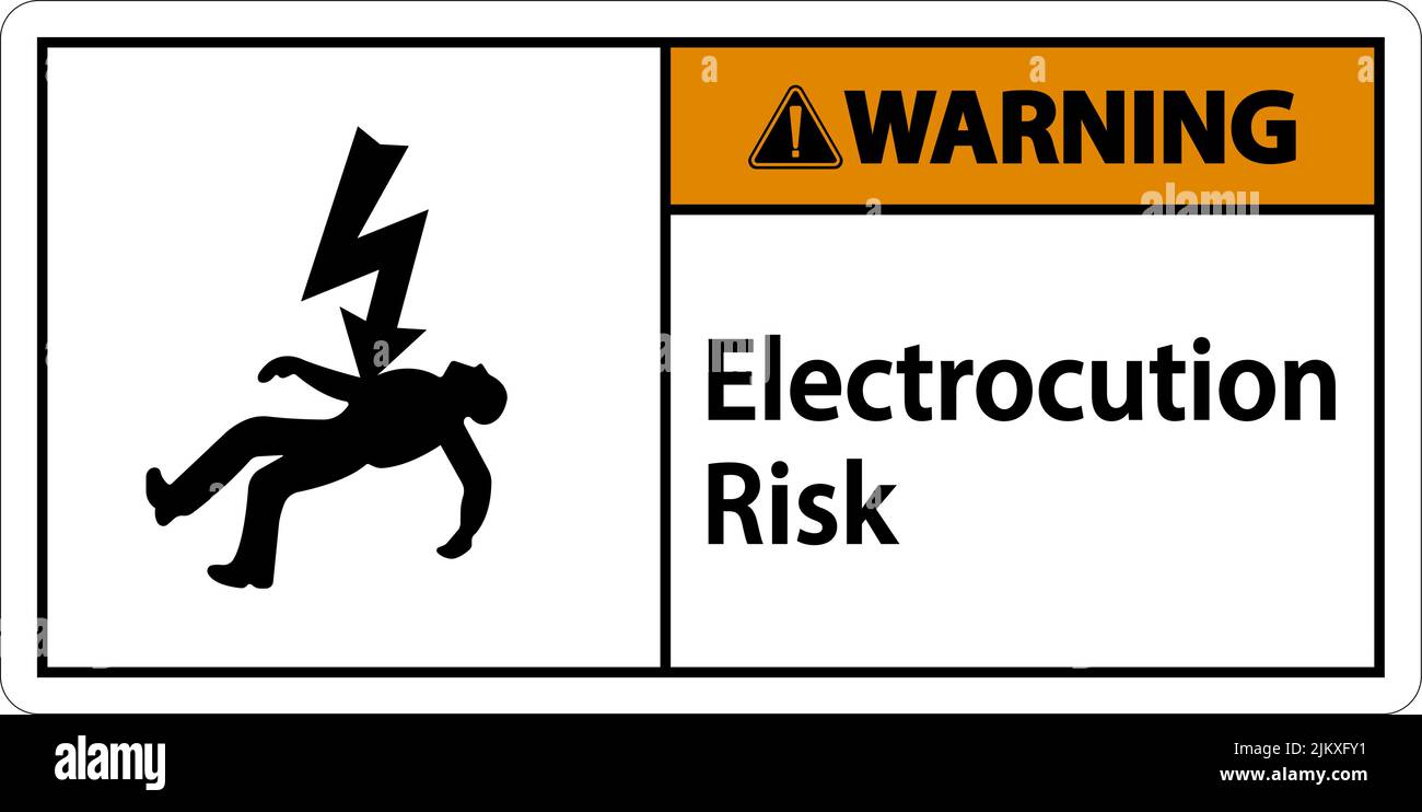 Warning Electrocution Risk Sign On White Background Stock Vector Image ...