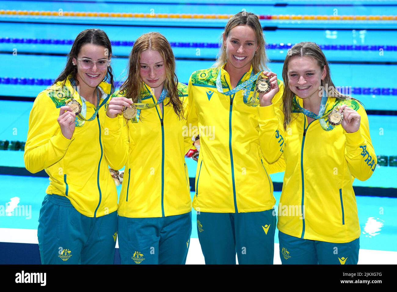Australia's Kaylee McKeowen, Mollie O'Callaghan, Emma McKeon, and ...