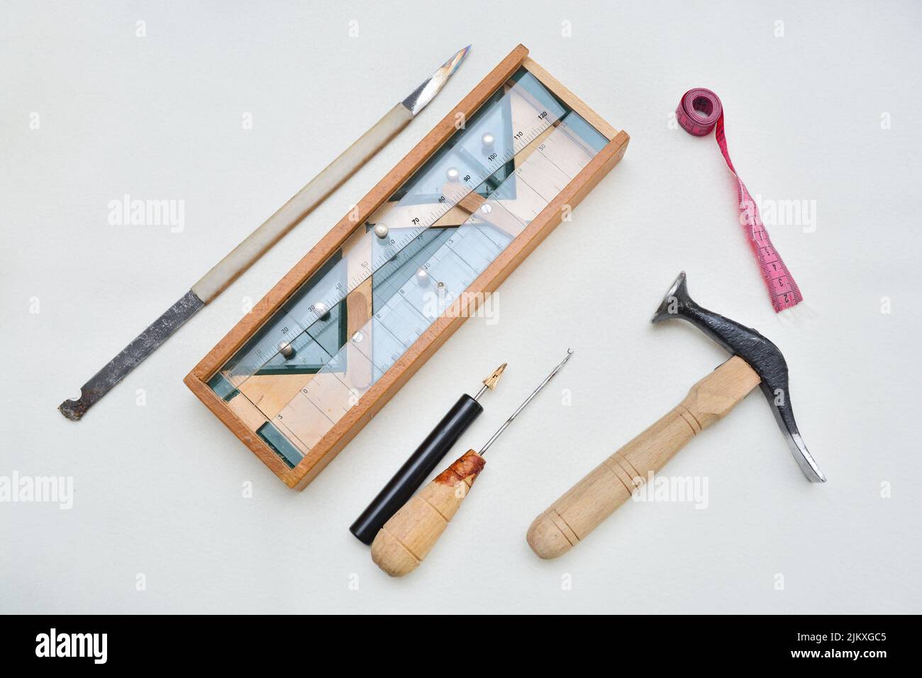 A closeup of the carpenter tools isolated on white background Stock ...