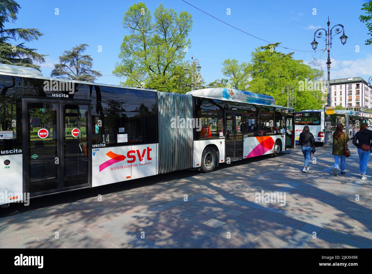 VICENZA, ITALY -14 APR 2022- View of a public transport bus in the ...