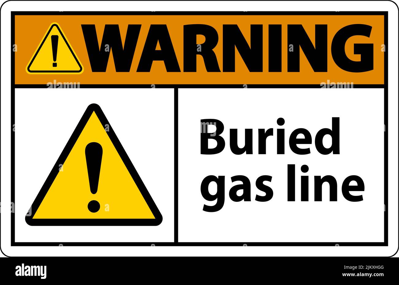 Warning Sign buried gas line On White Background Stock Vector Image ...