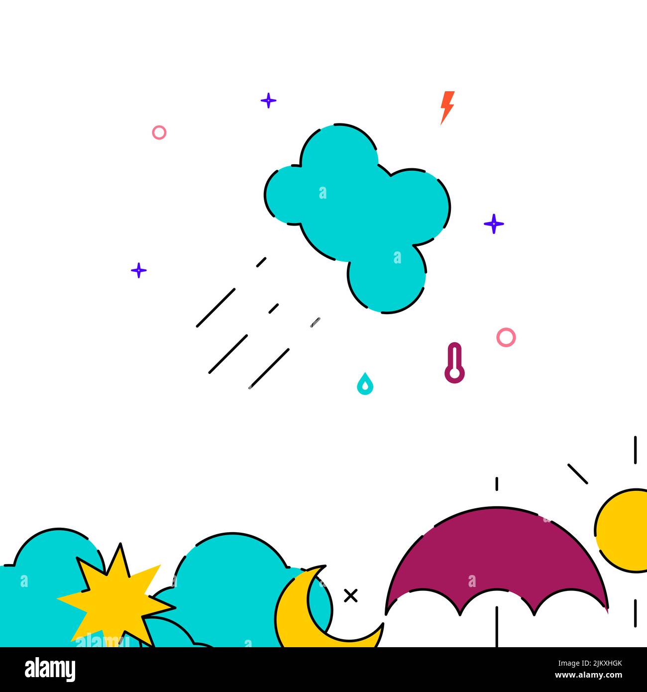 Heavy rain filled line vector icon, simple illustration, weather ...