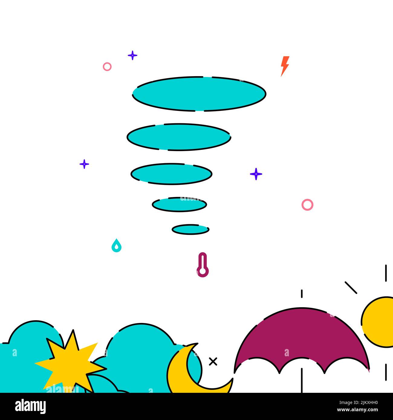 Whirlwind, cyclone, tornado filled line vector icon, simple ...