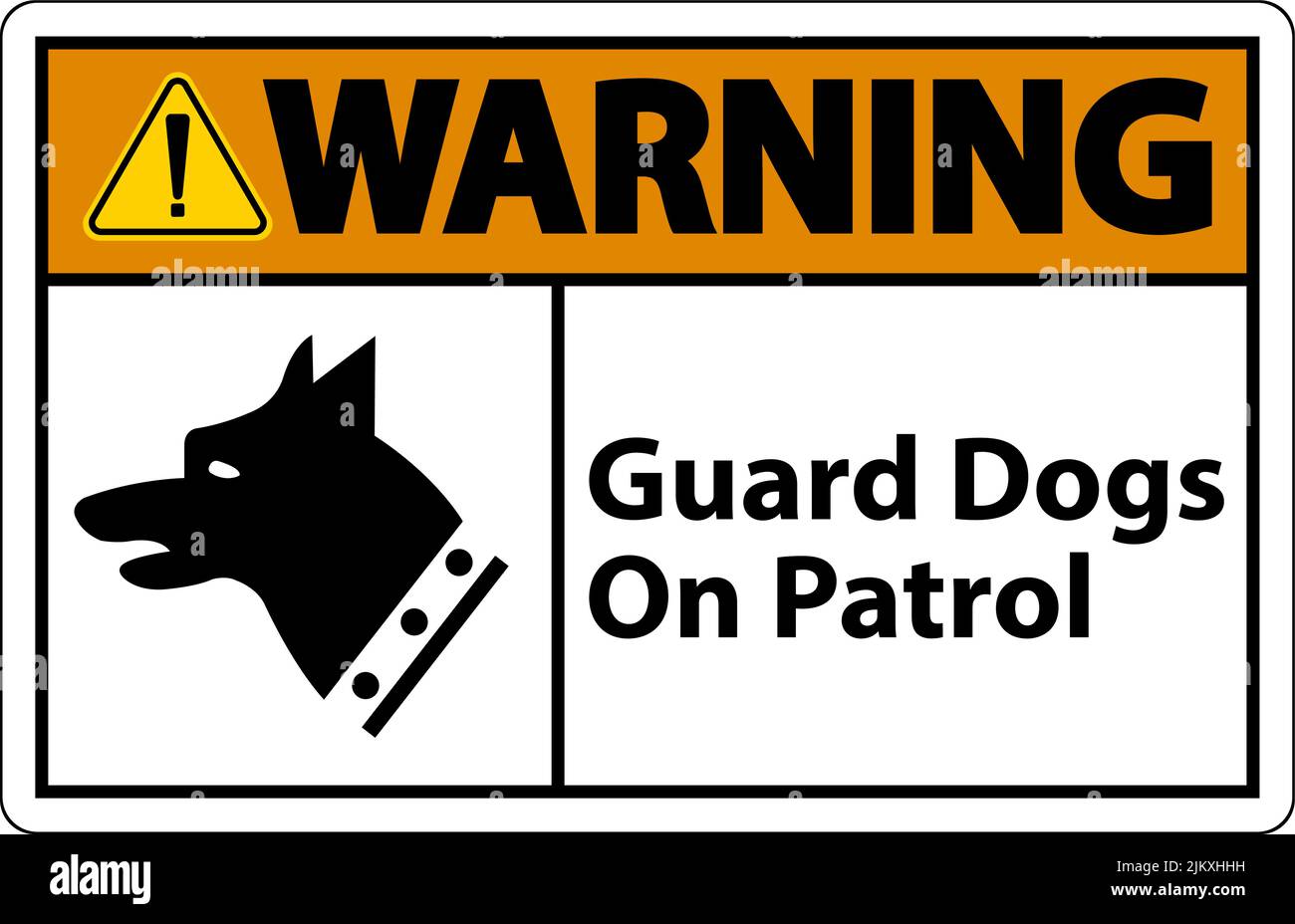 Warning Guard Dogs On Patrol Symbol Sign On White Background Stock ...