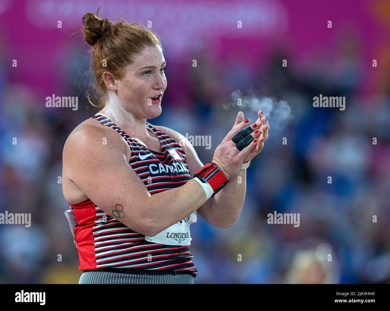 Canada's Sarah Mitton from from Brooklyn, N.S. reacts to a throw on the ...