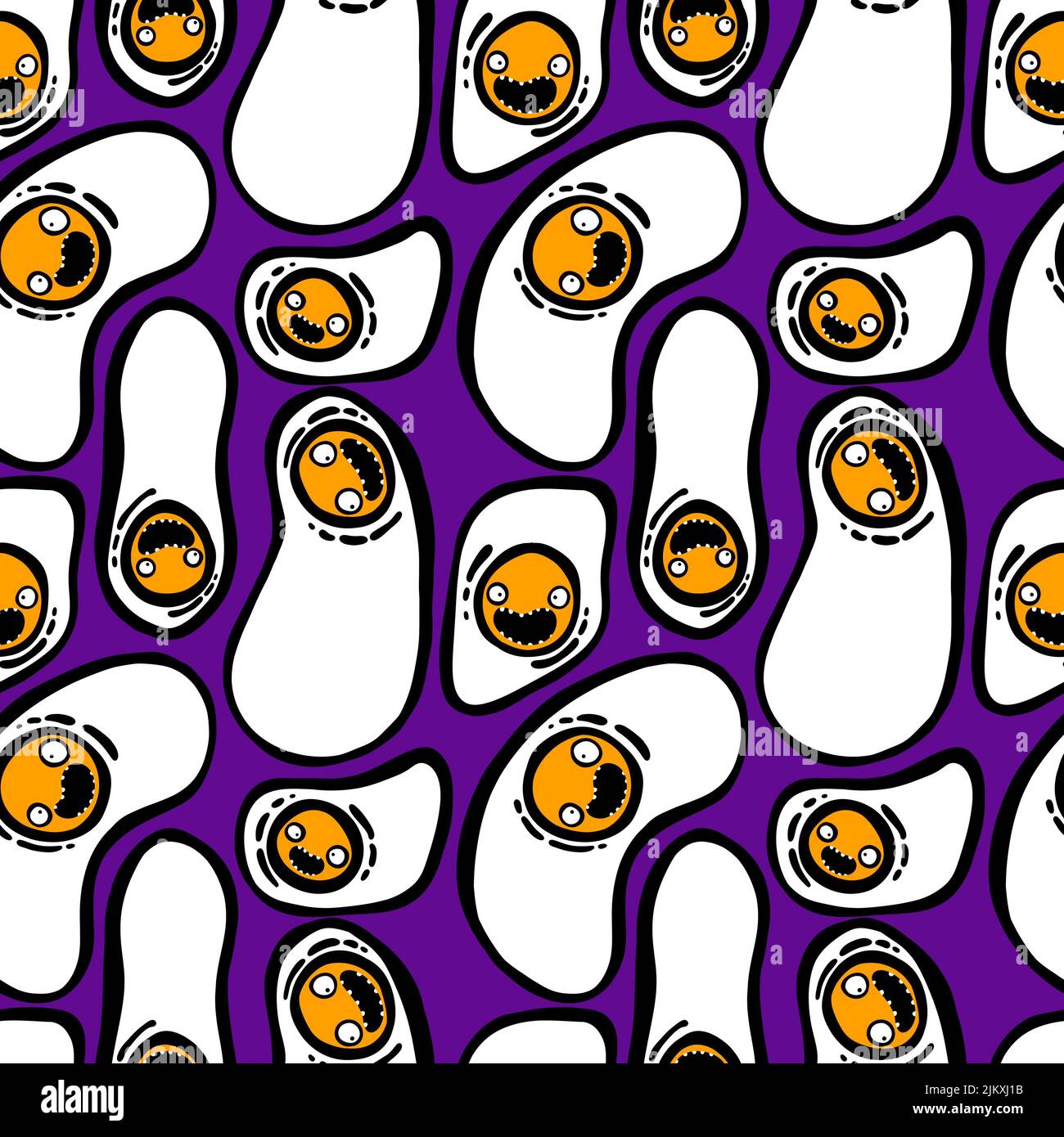 Cartoon kids seamless scrambled eggs pattern for wrapping paper and ...