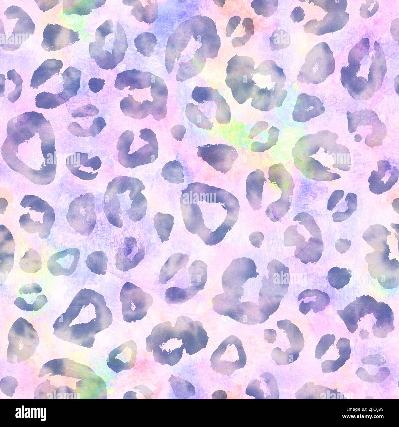 Leopard colorful watercolor seamless background. Watercolour hand drawn ...
