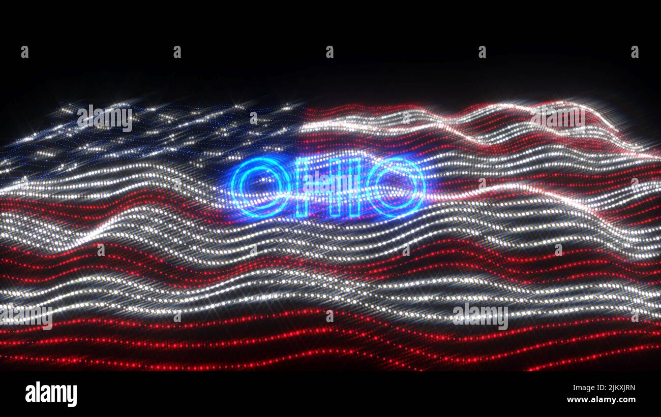 An illustration design of OHIO state in neon letters with a dark ...