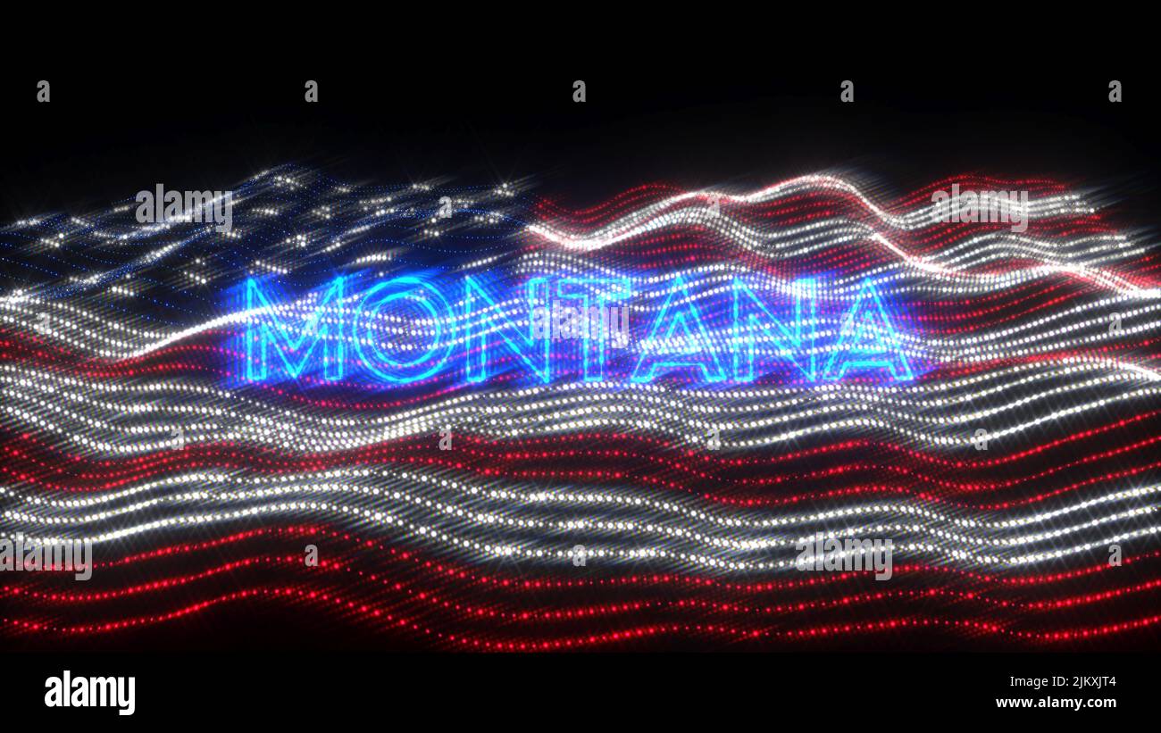 An illustration design of MONTANA state in neon letters with a dark ...