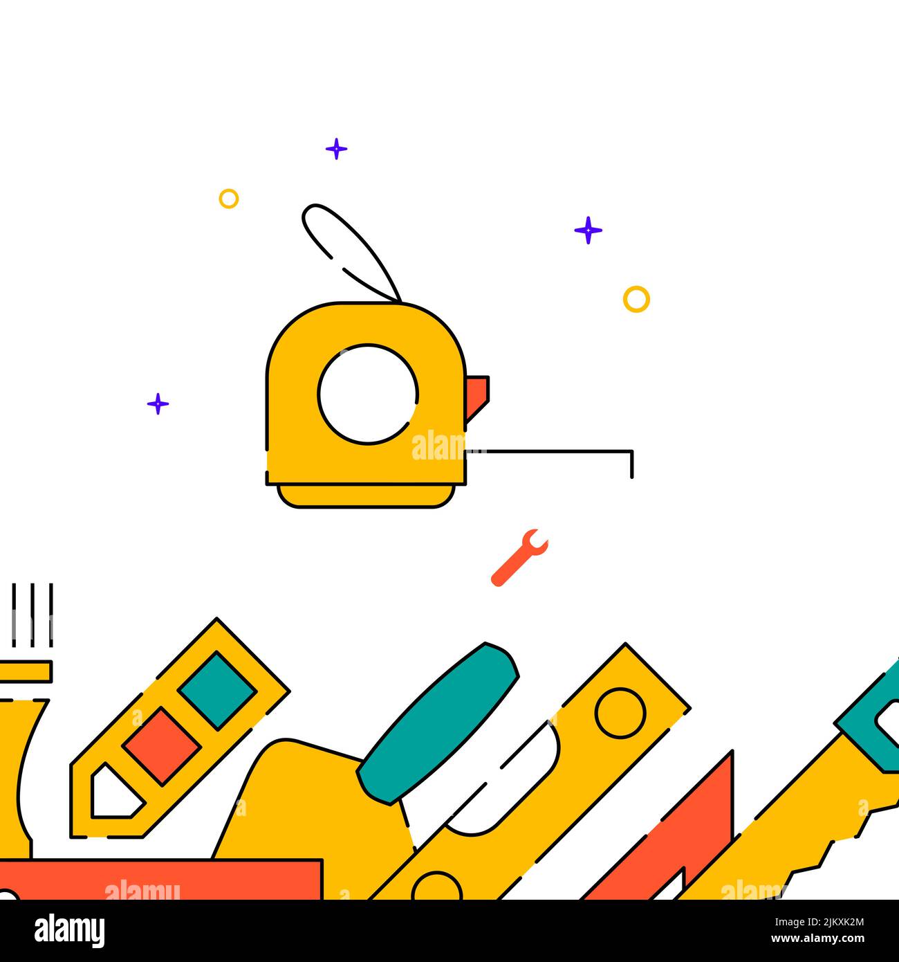 Yardstick work tool filled line vector icon, simple illustration ...