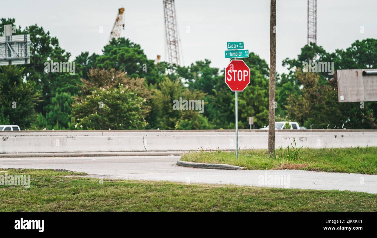 A closeup of a Stop sign on a highway ramp Stock Photo - Alamy
