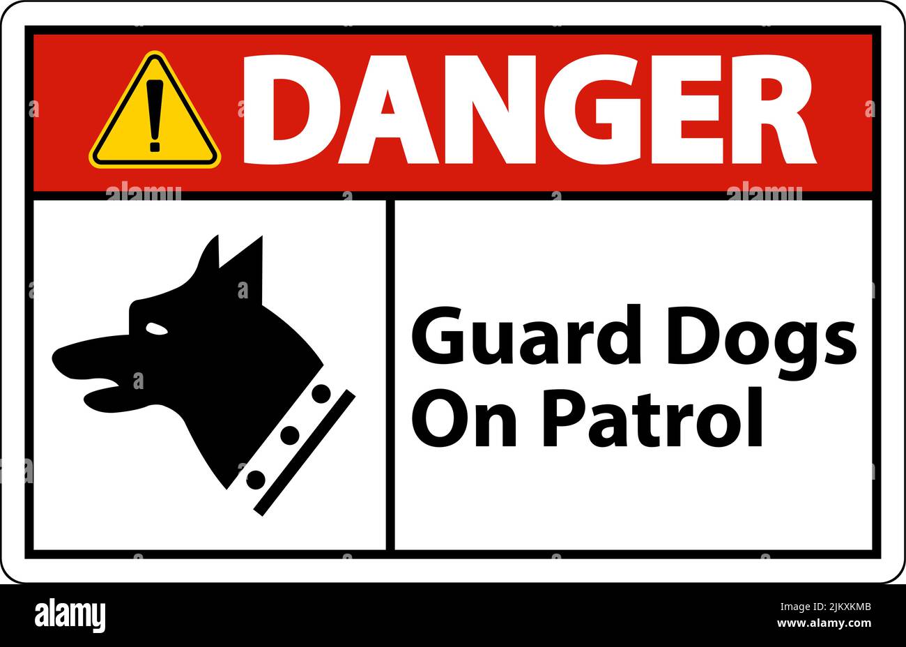 Danger Guard Dogs On Patrol Symbol Sign On White Background Stock ...