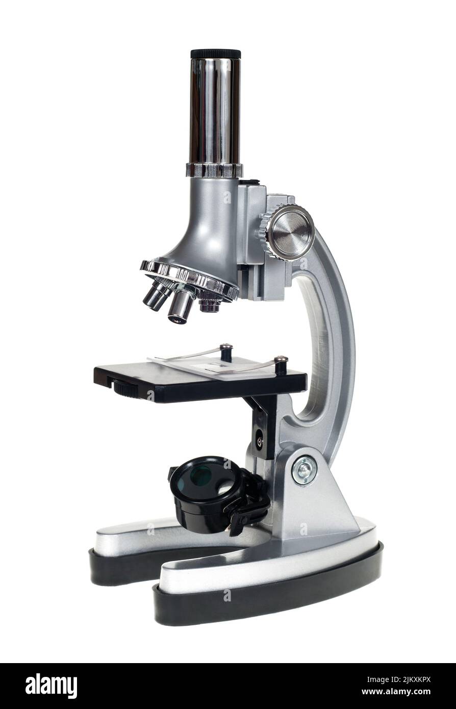 Image of microscope on white background Stock Photo - Alamy