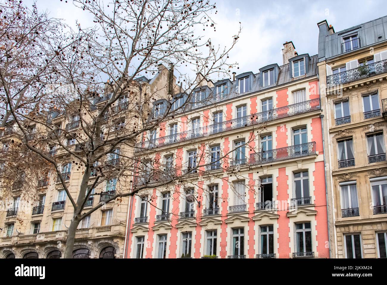 Paris, typical facade and windows, beautiful building boulevard Richard ...