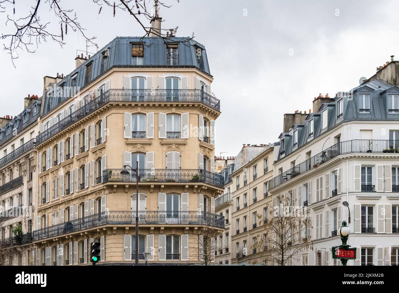 Paris, typical facade and windows, beautiful building boulevard Richard ...