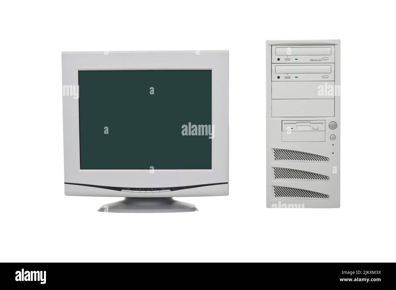 Old and obsolete computer set isolated on white Stock Photo - Alamy