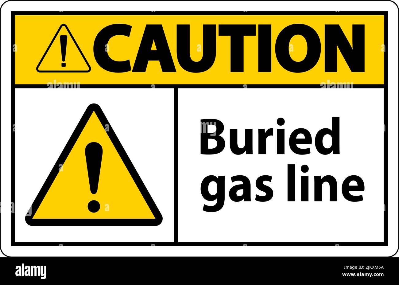 Caution Sign buried gas line On White Background Stock Vector Image ...