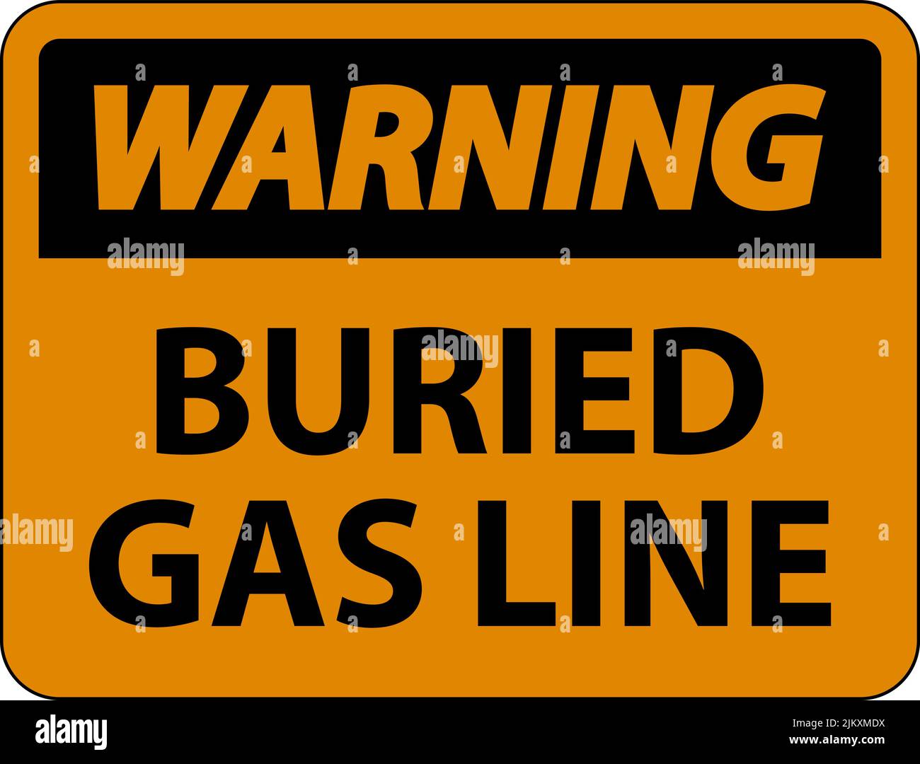 Warning Sign buried gas line On White Background Stock Vector Image ...