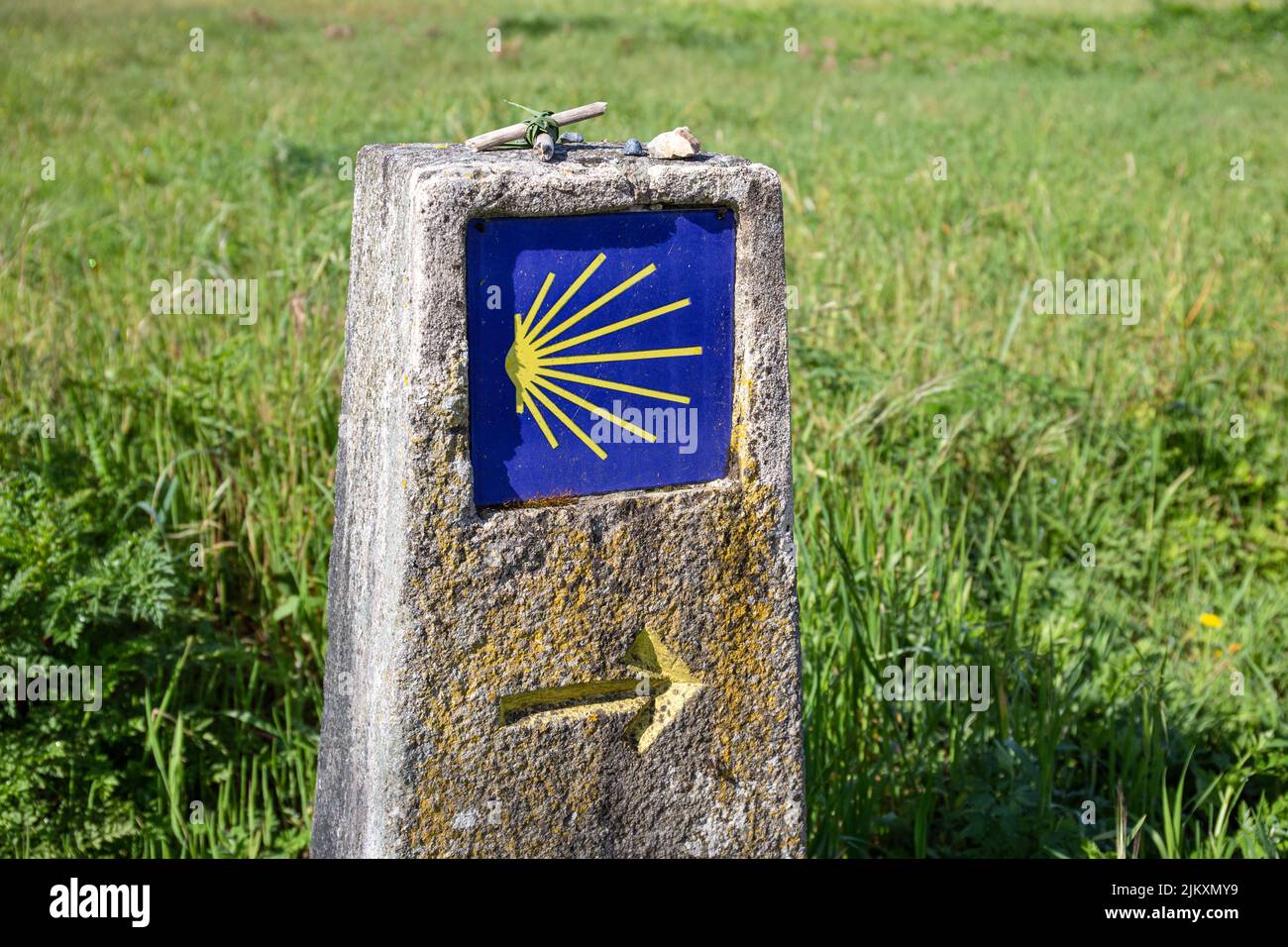 Camino de Santiago sign. Pilgrimage to Santiago de Compostela concept ...