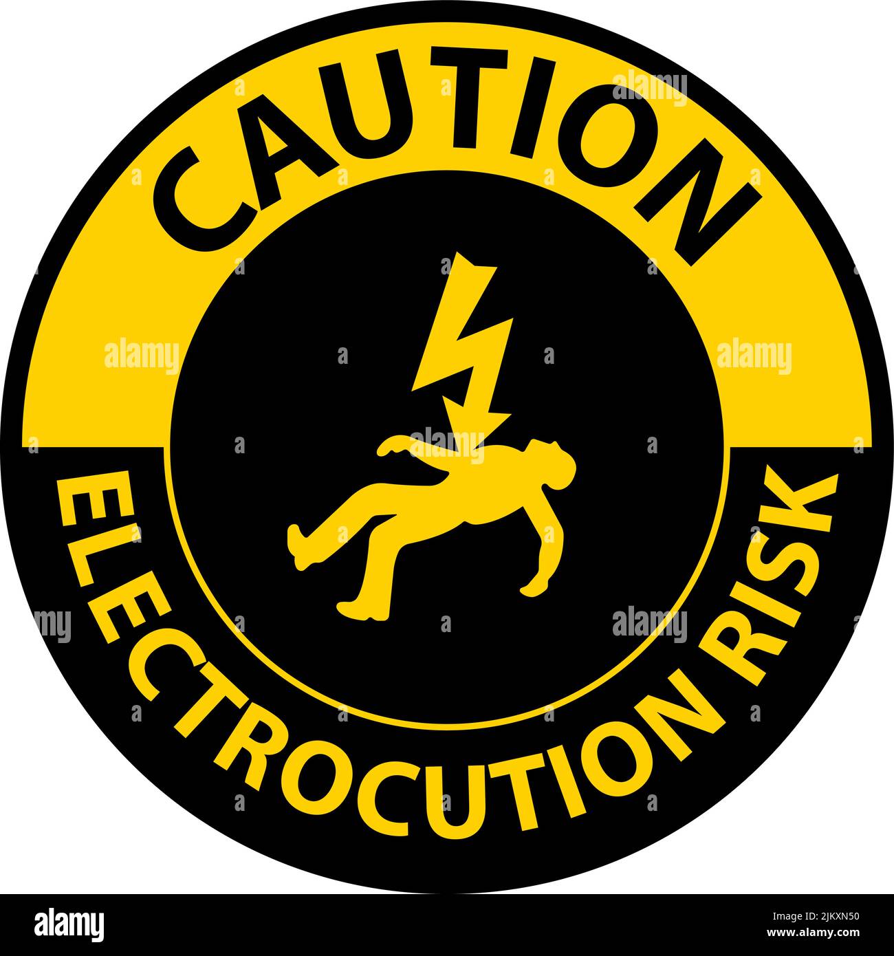 Caution Electrocution Risk Sign On White Background Stock Vector Image ...