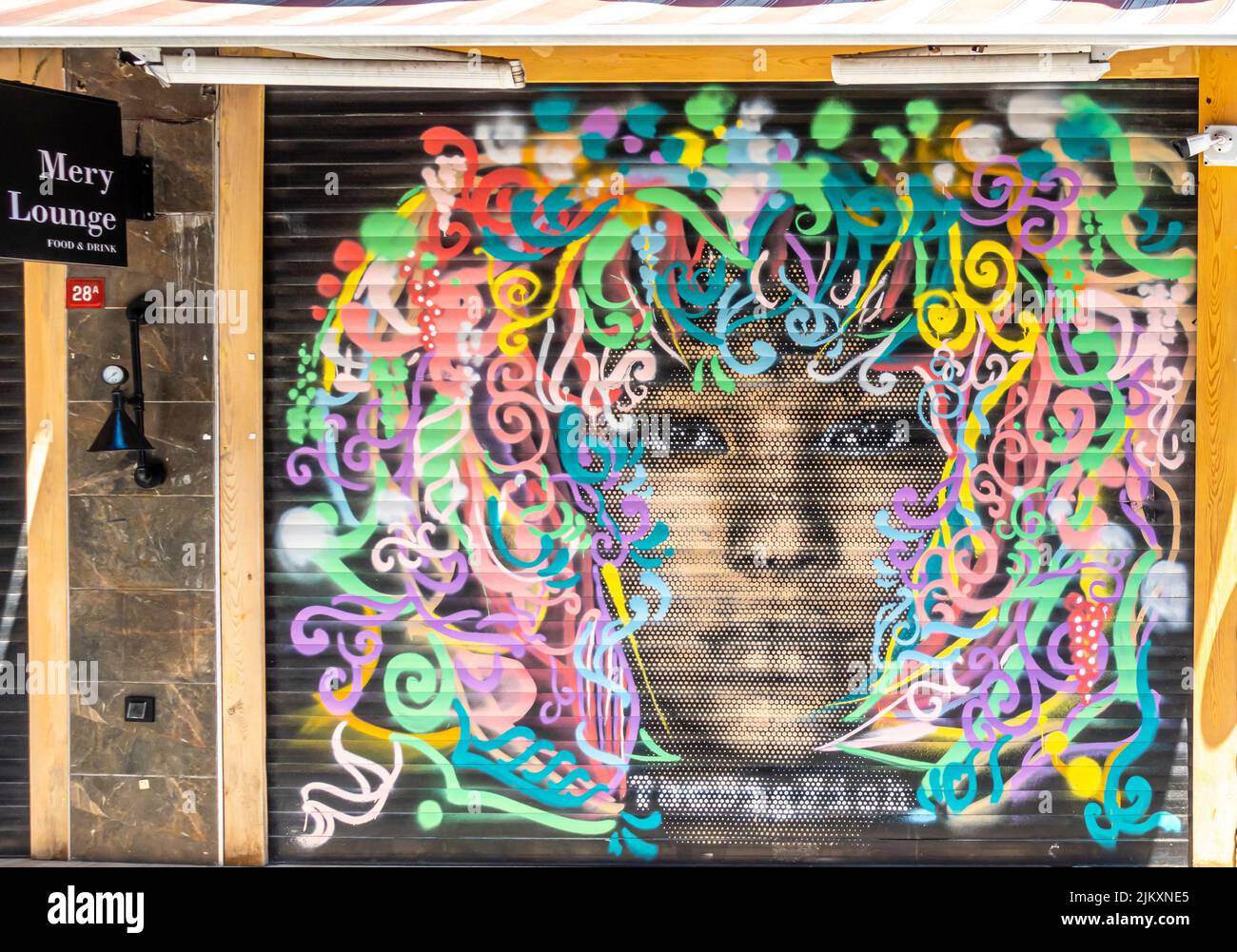 Mural by tacbigfish in Istanbul depicting girl with colorful hair ...