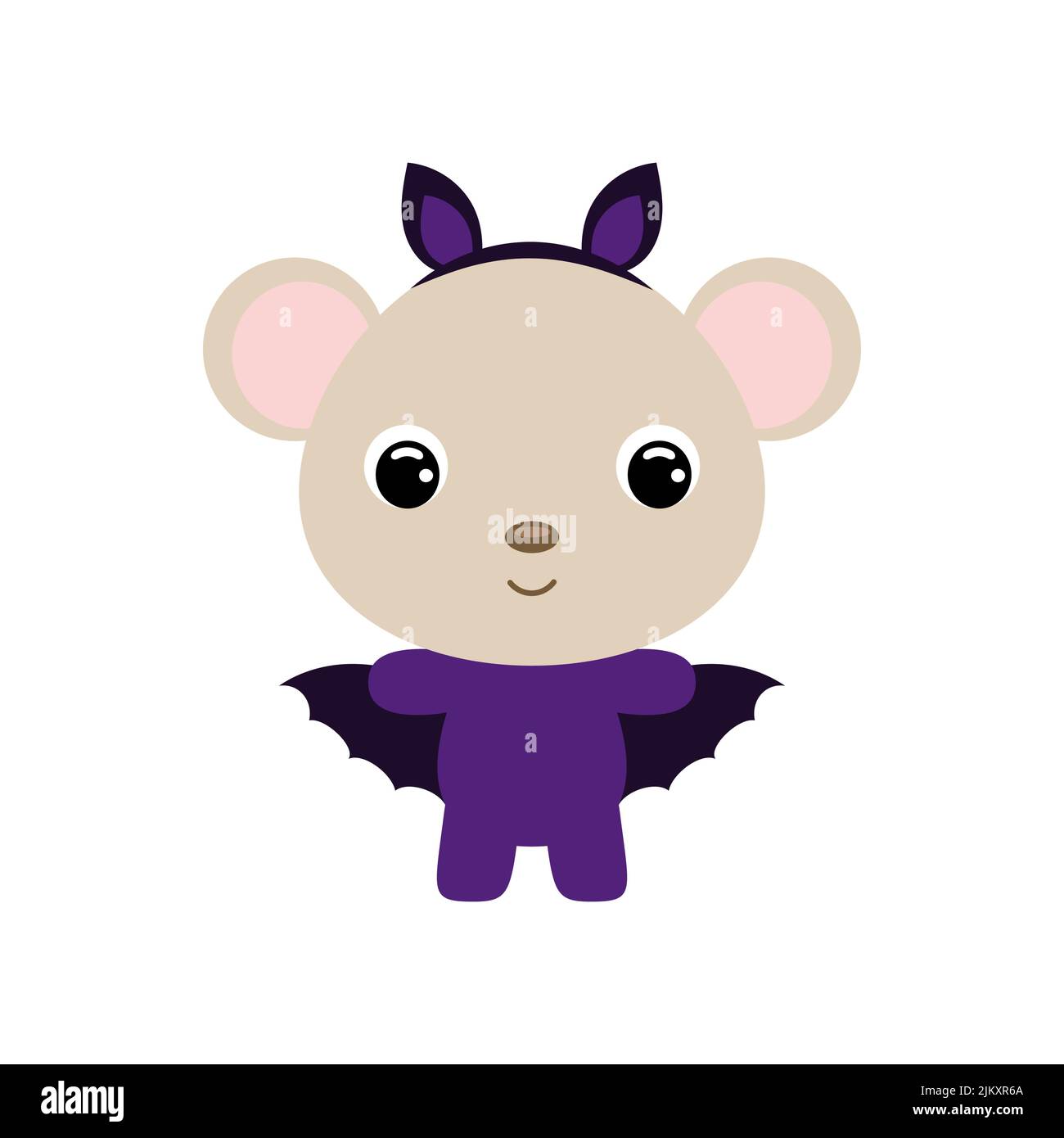 Cute little Halloween mouse in a bat costume. Cartoon animal character ...
