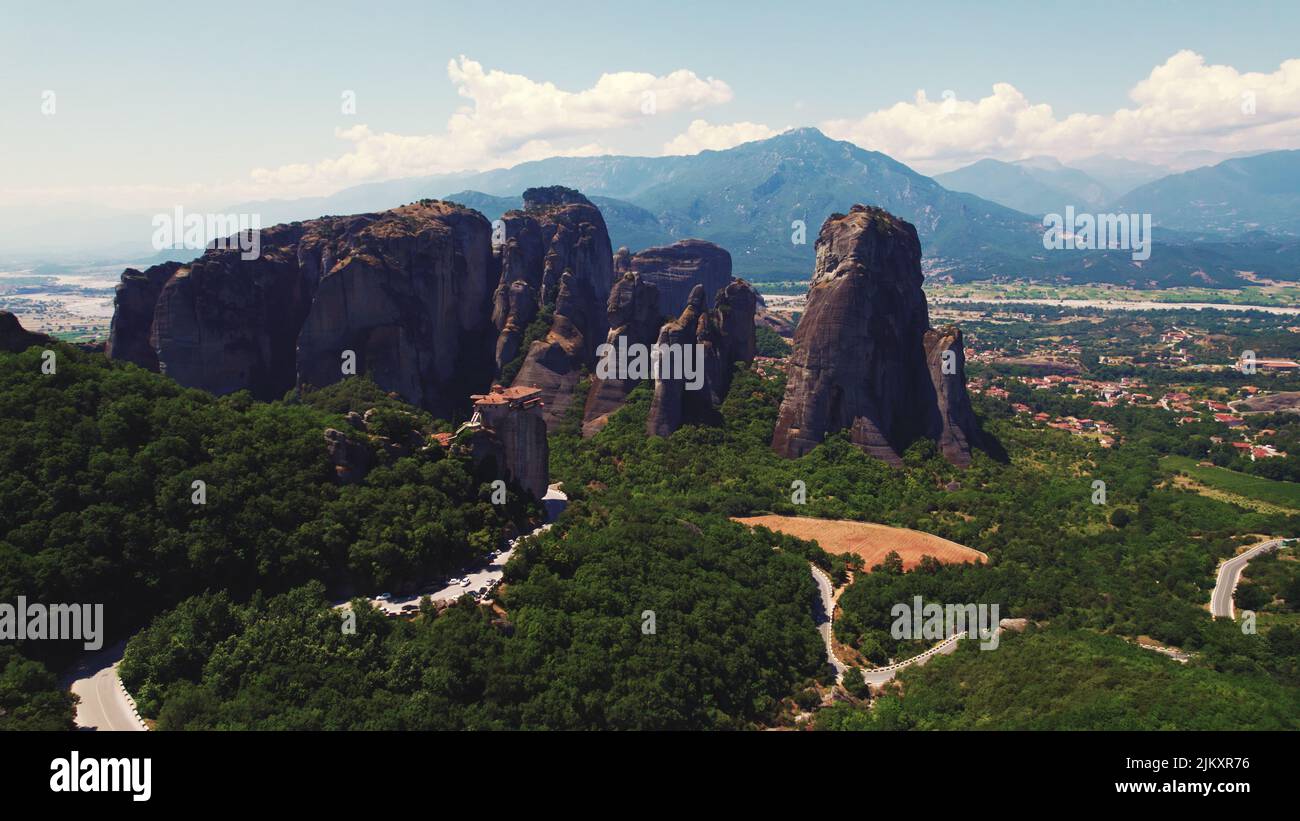 Aerial shot meteora rock formation hi-res stock photography and images ...