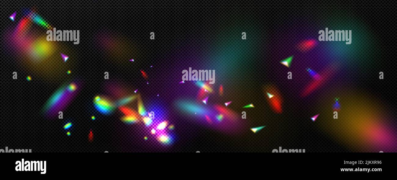 Overlay rainbow effect, prism crystal light refraction. Lens flare, glass, jewelry or gem stone ...