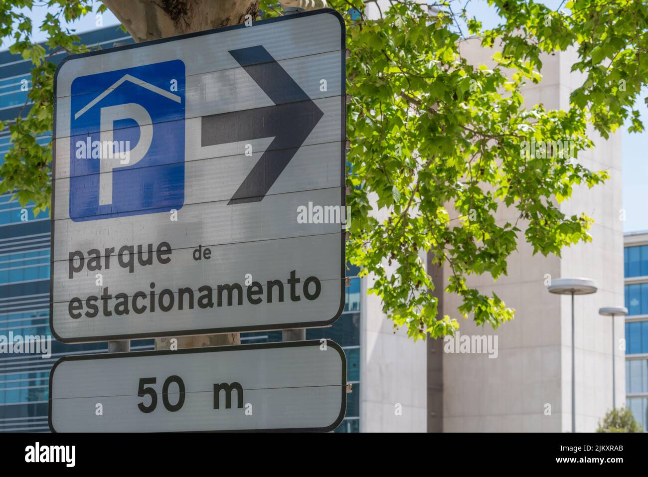 The Information and direction board for car park 50m away Stock Photo ...