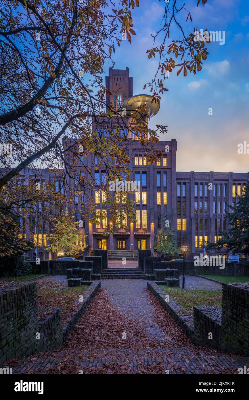 A vertical shot of the Inkpot with a fake UFO. Utrecht, Netherlands ...