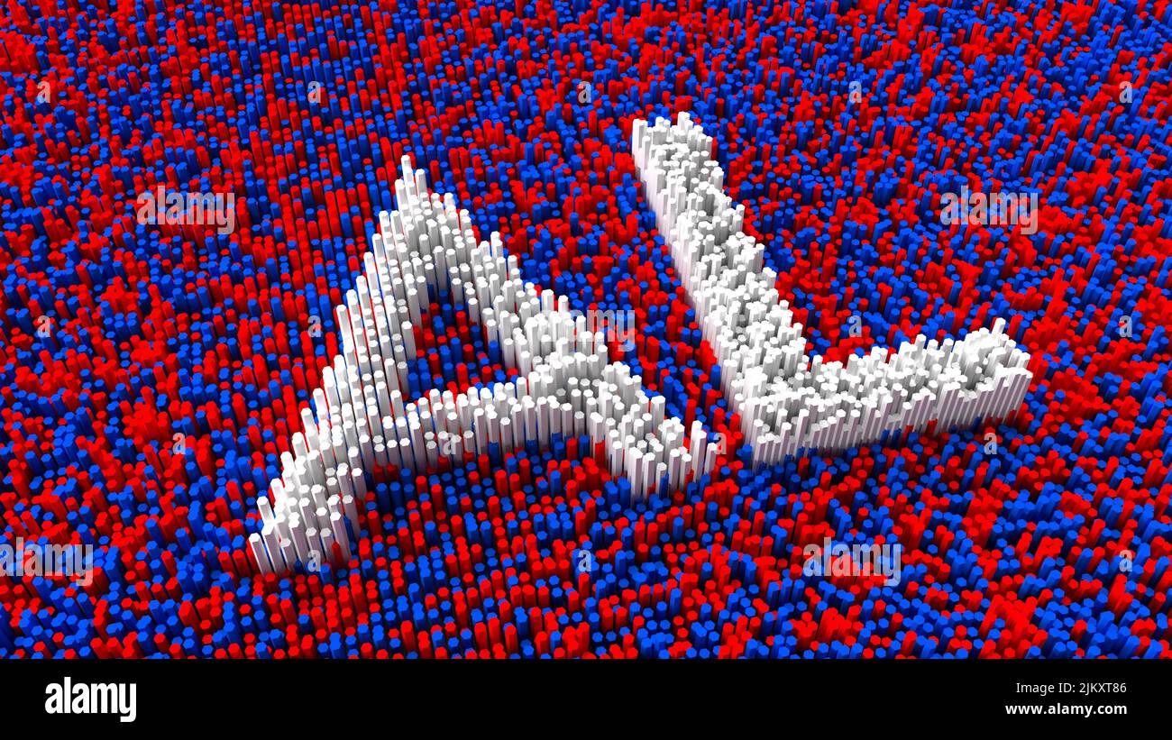 A 3d rendering of Alabama state abbreviation on red and blue background ...