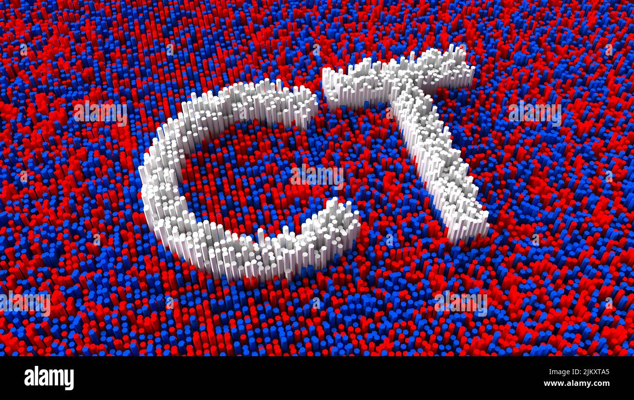 A 3d rendering of Connecticut state abbreviation on red and blue ...