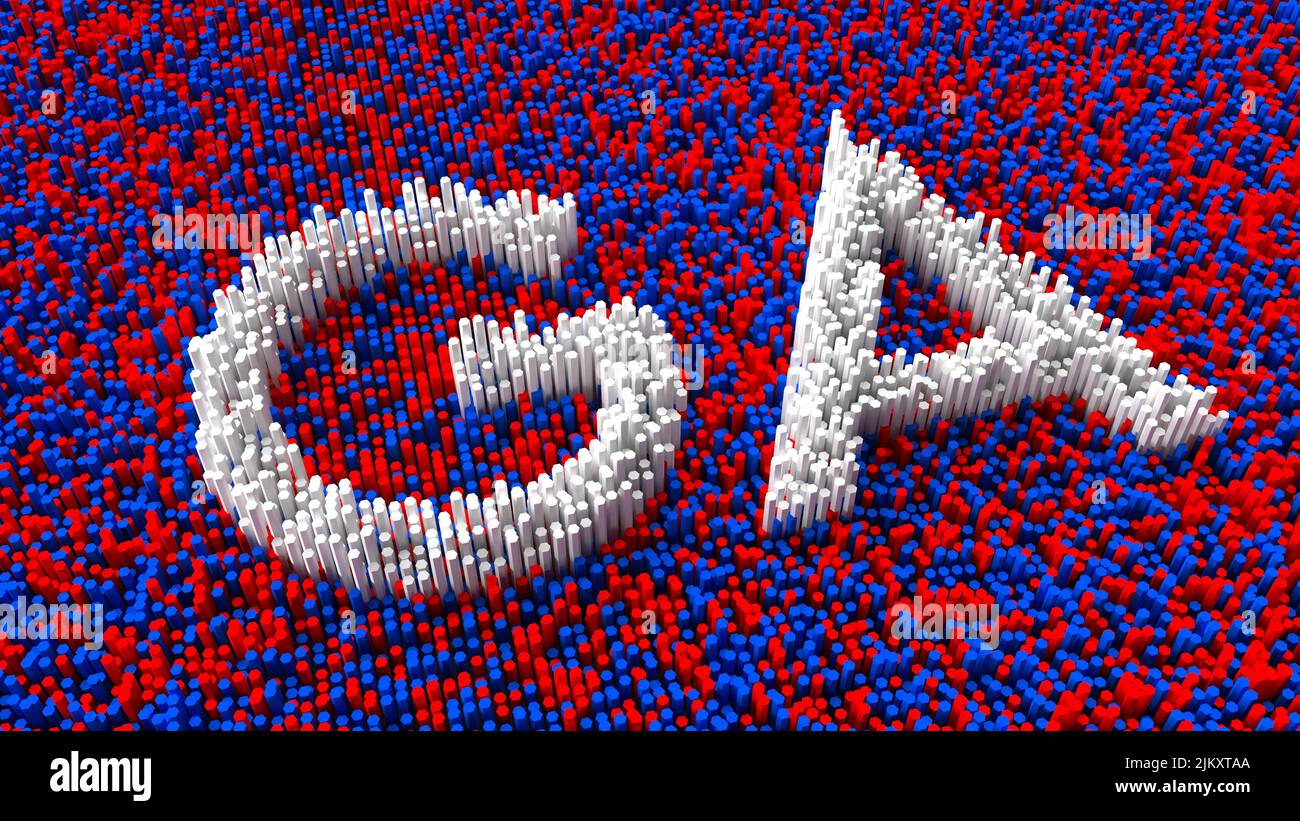 A 3d rendering of Georgia state abbreviation on red and blue background ...