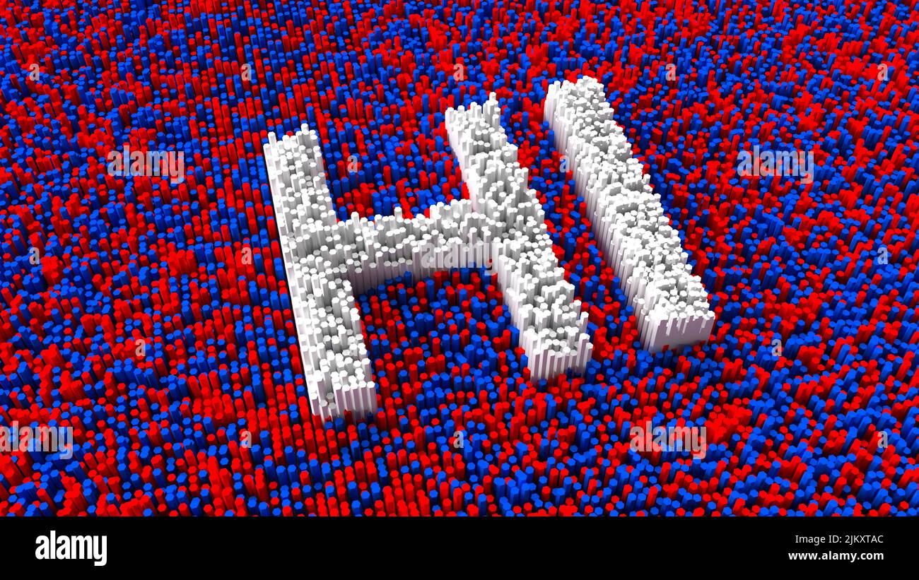 A 3d rendering of Hawaii state abbreviation on red and blue background ...