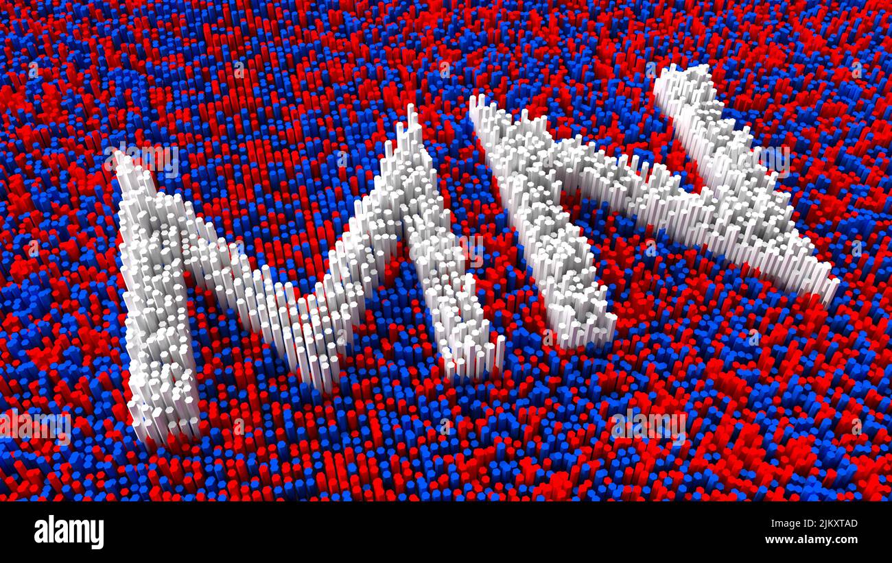 A 3d rendering of Minnesota state abbreviation on red and blue ...