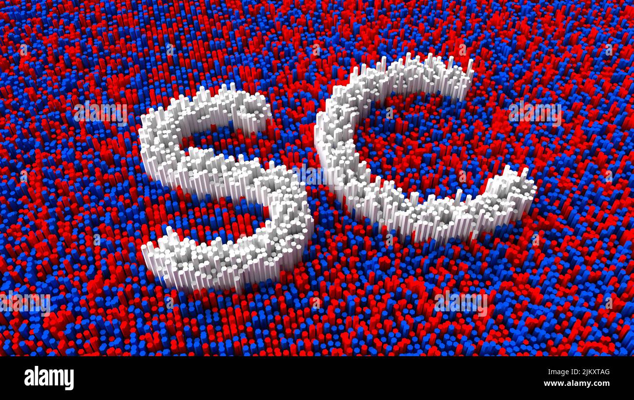A 3d rendering of South Carolina state abbreviation on red and blue ...