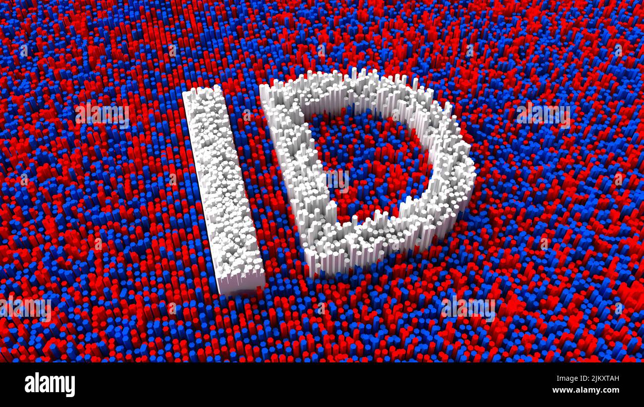 A 3d rendering of Idaho state abbreviation on red and blue background ...