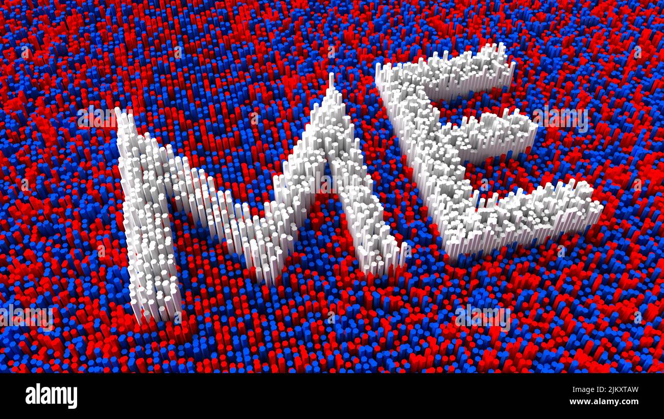 A 3d rendering of Maine state abbreviation on red and blue background ...