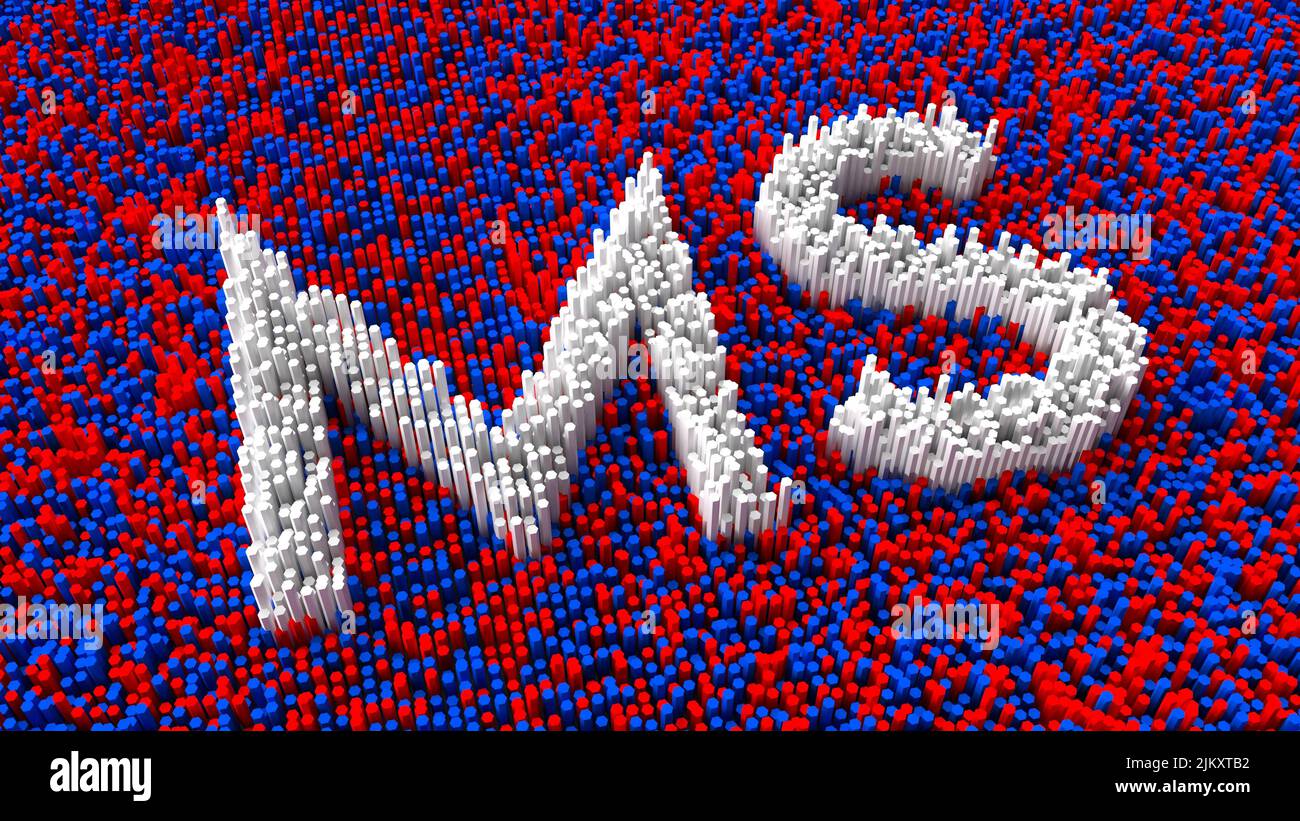 A 3d rendering of Mississippi state abbreviation on red and blue ...