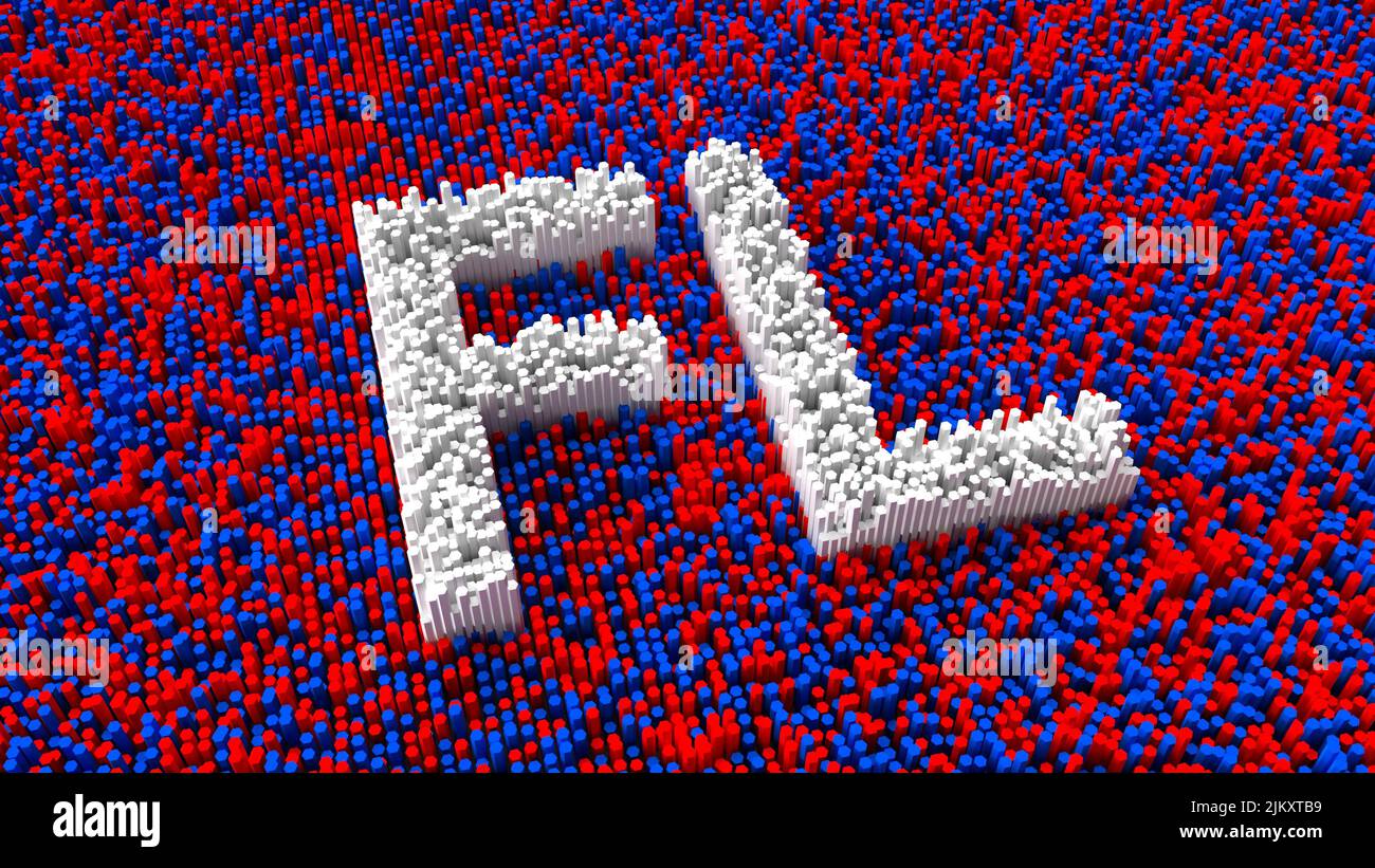 A 3d rendering of Florida state abbreviation on red and blue background ...