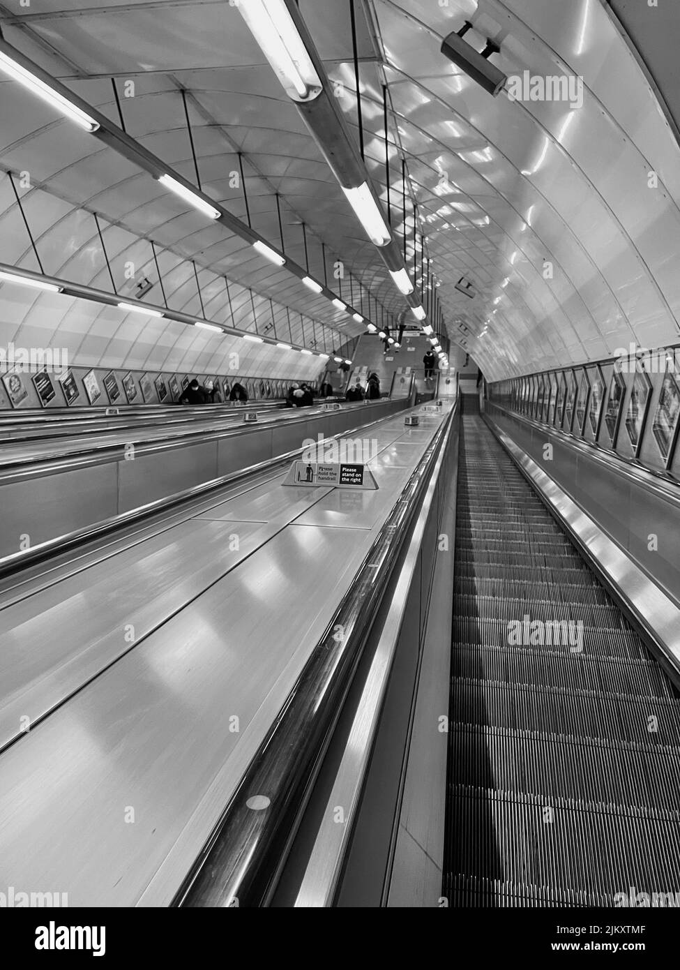 The longest escalator to go underground train in London Stock Photo - Alamy